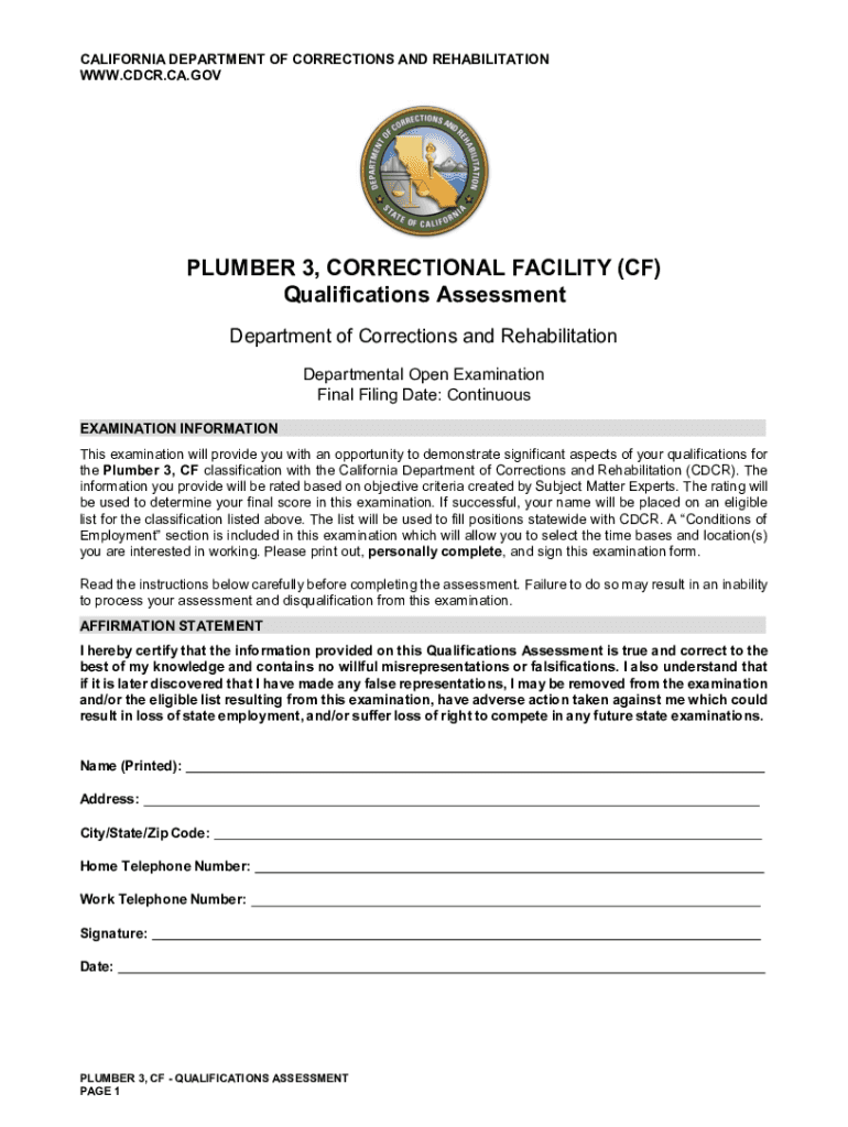Fillable Online Qualifications Assessment Fax Email Print - pdfFiller