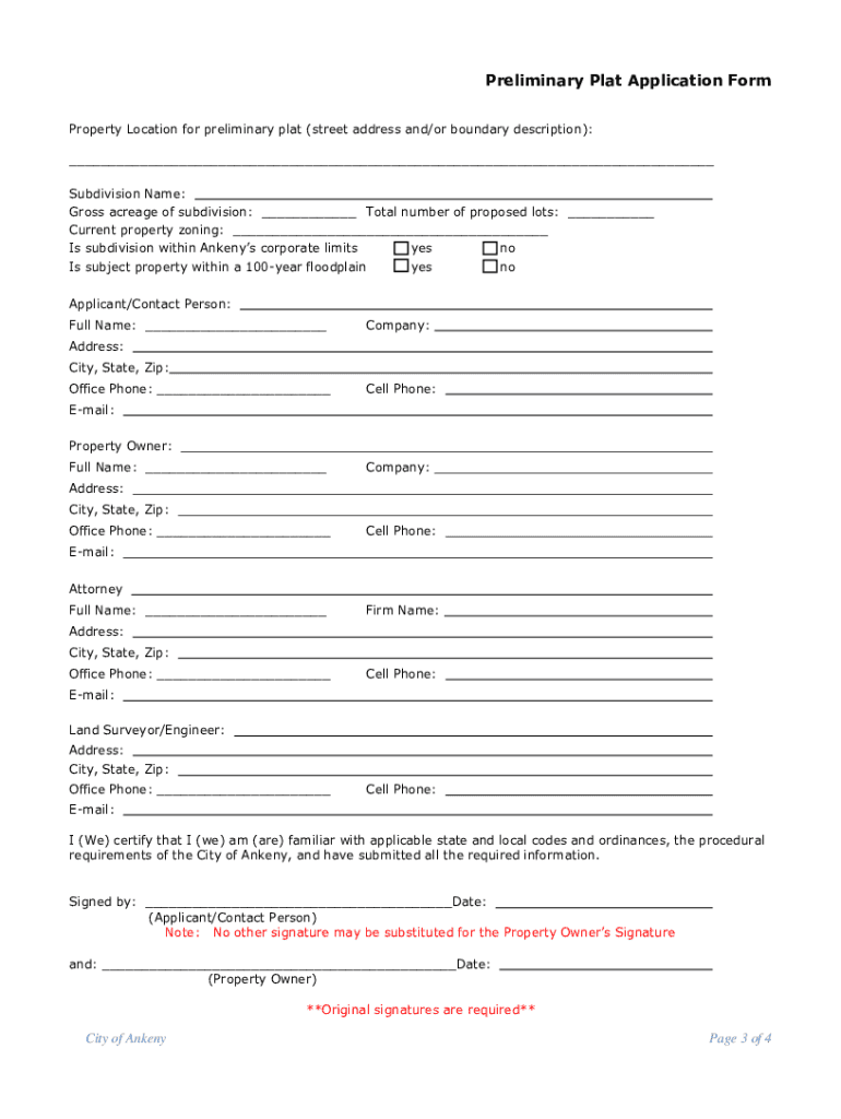 Fillable Online Subdivision Preliminary Plat Approval Process ...