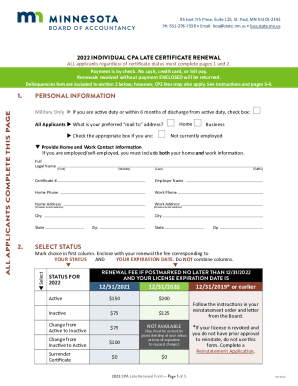 Fillable Online Personal Reference Form Application for MN CPA ...