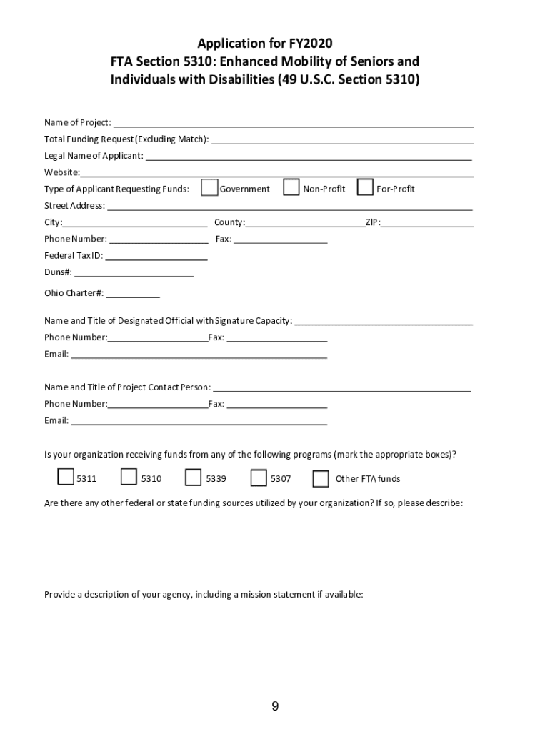 Fillable Online www.mobilempo.org Grants 5310FTA Section 5310 Enhanced ...