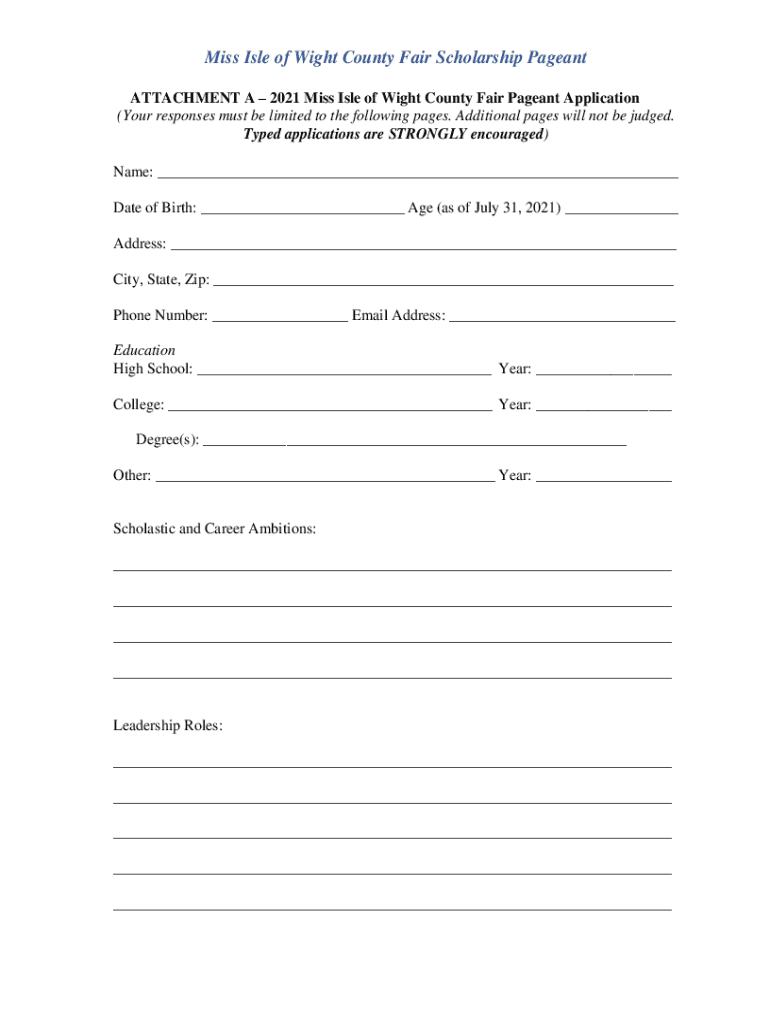 Fillable Online www.coursehero.comfile1429625022021 MISS Pageant ...