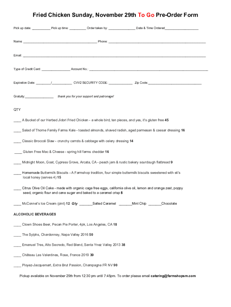 Fillable Online farmshopca.com wp-content uploadsFried Chicken Sunday ...