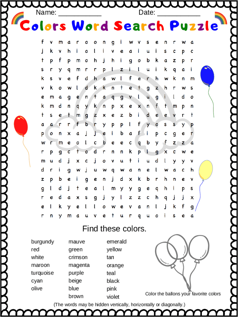Fillable Online www.amazon.comColors-Word-Search-SENIORSColors Word ...