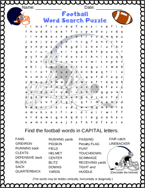 Fillable Online Football Word Search Puzzle Worksheet Activity Fax ...