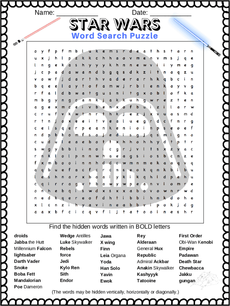 Fillable Online Star Wars: Word Search Book: 50 Word Search Puzzles Fax ...