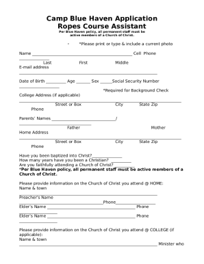 StaffCamp Blue Haven Doc Template | pdfFiller