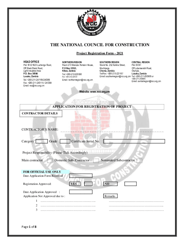 Fillable Online Project Registration Form - 2021 - National Council for ...