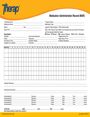 Fillable Online Medication Administration Record (MAR) - Therap ...