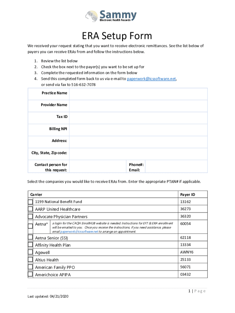 Fillable Online ReferenceElectronic Claims (EDI) & Remittance Advice (ERA) OverviewERA, EFT ...