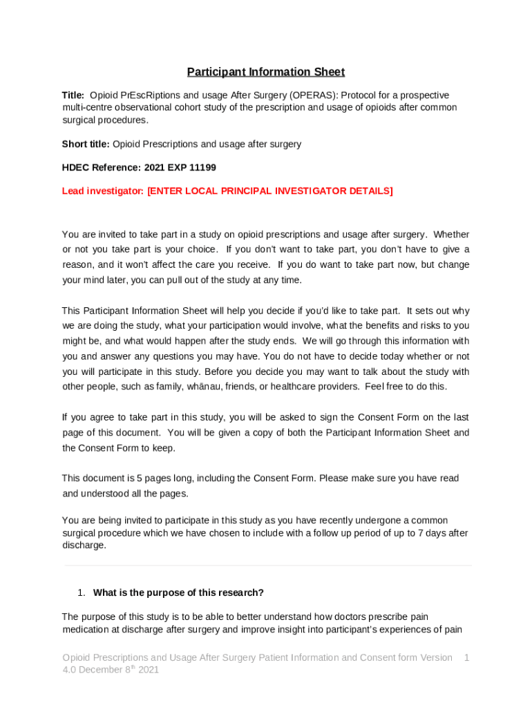 Participant Ination Sheet - anzsurgsocs.org Doc Template | pdfFiller