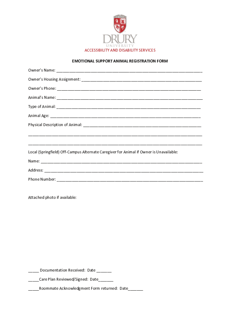 Fillable Online Emotional Support Animal (ESA) Request Form for ...