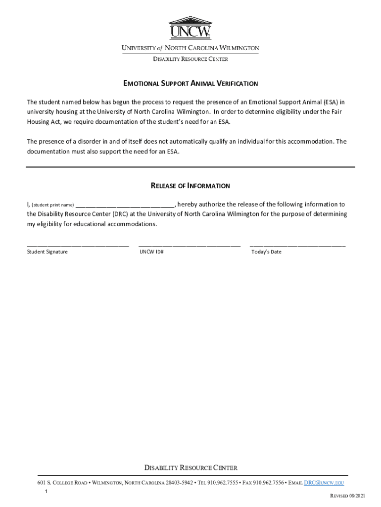 Fillable Online ESA Verification Form Fax Email Print - pdfFiller