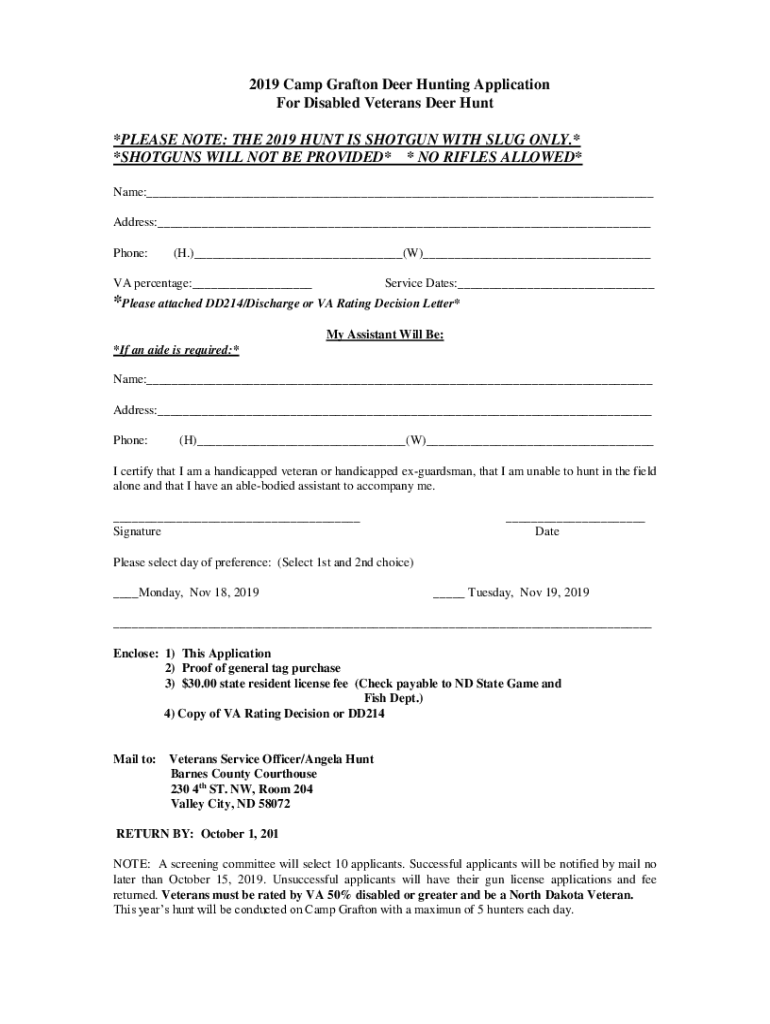 Fillable Online www.veterans.nd.govresourceDEERAPP-20191998 Camp ...