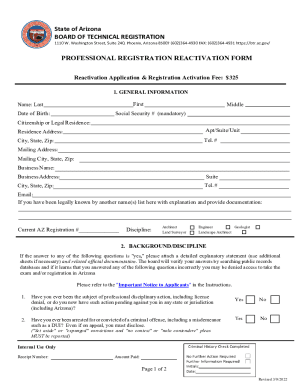 Fillable Online PROFESSIONAL REGISTRATION REACTIVATION FORM State of ...