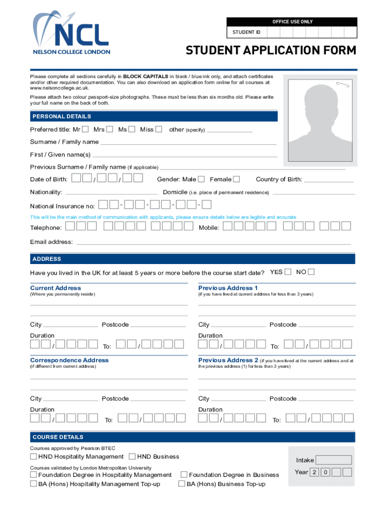 Fillable Online nelsoncollege ac FREE 16+ Sample Student Application Forms in PDFMS ...