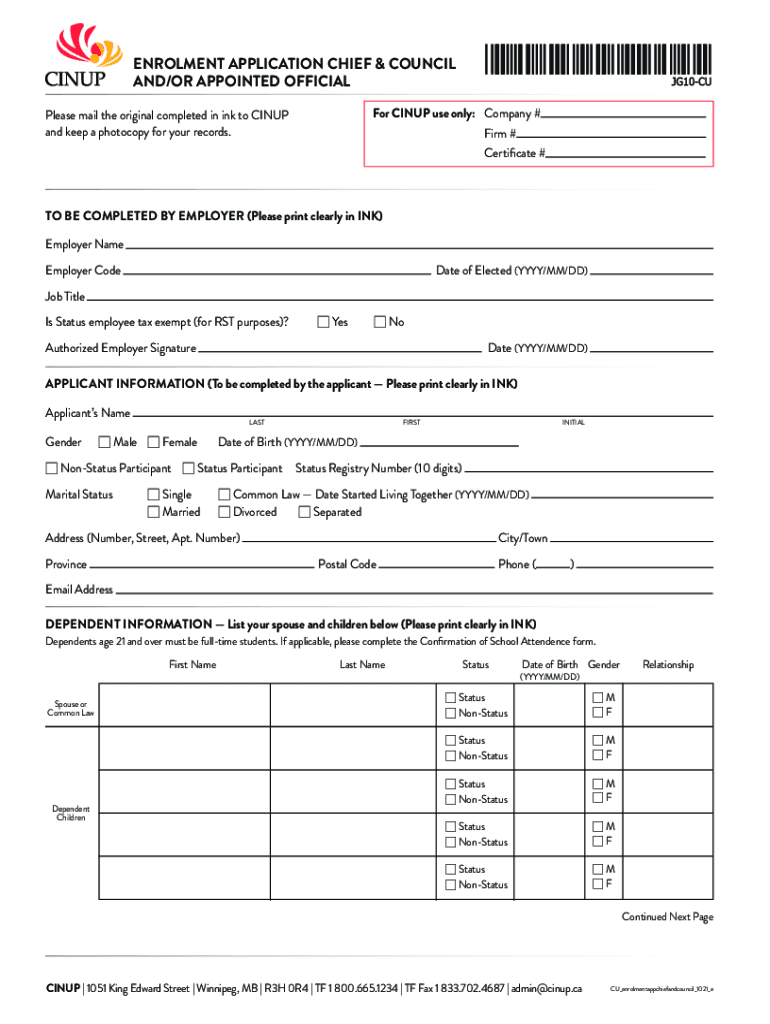 Fillable Online Forms - Claim Forms and Administration Forms - Cinup ...