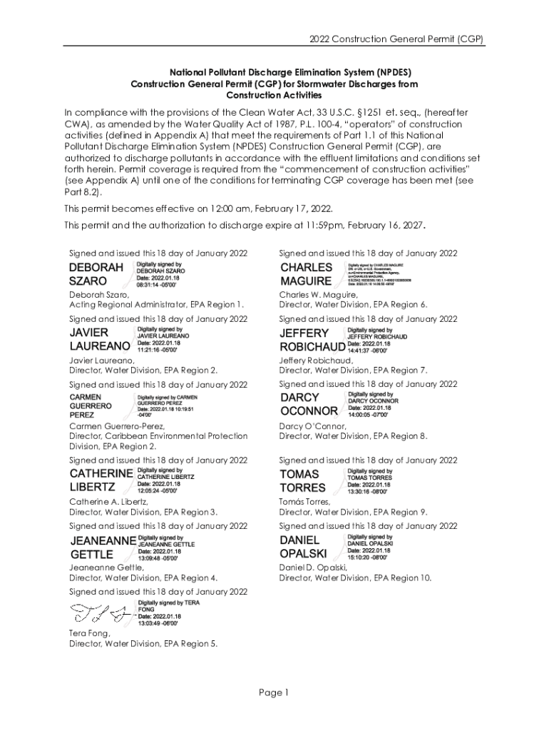 Fillable Online www.epa.gov system files2022 CGP - Appendix I - Notice ...