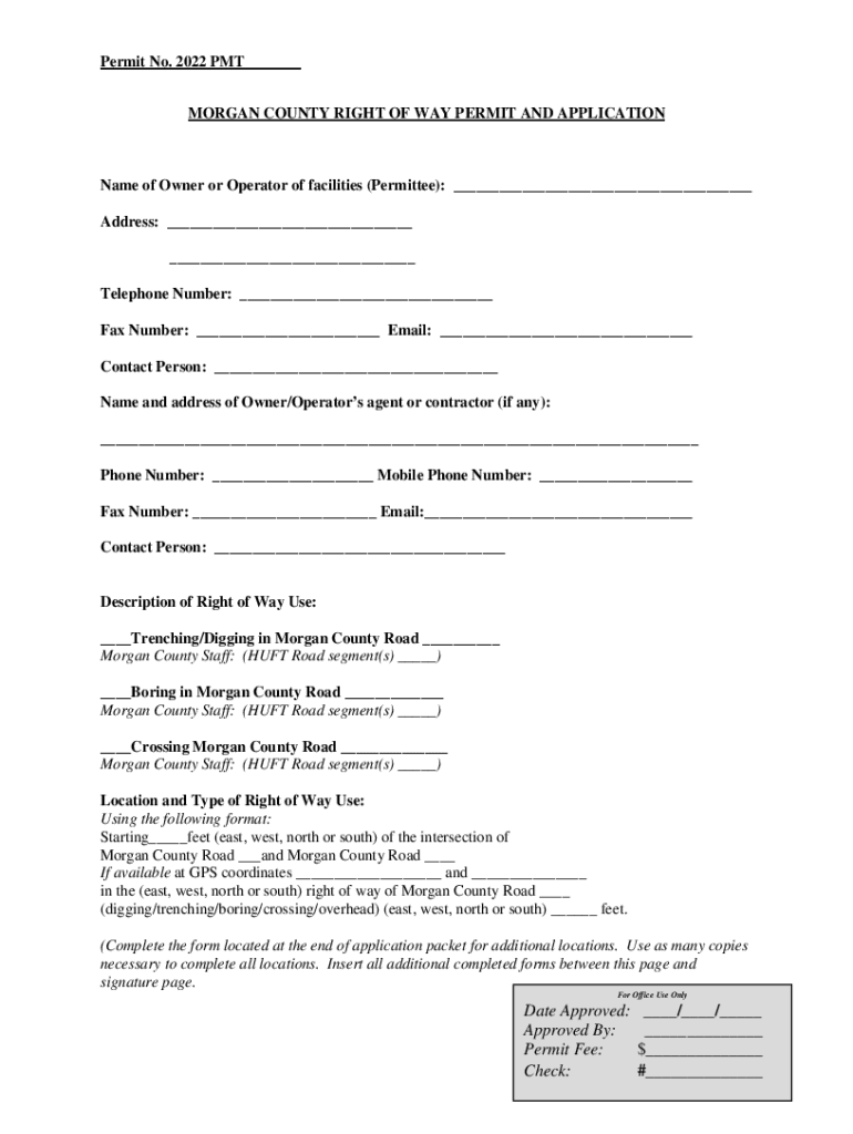 Fillable Online parkco.usDocumentCenterView2022 Right-of-Way Activity ...