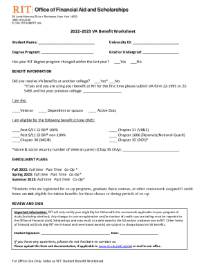 Fillable Online www.rit.edu docs VA-Benefit-Worksheet-22-232022-2023 VA ...