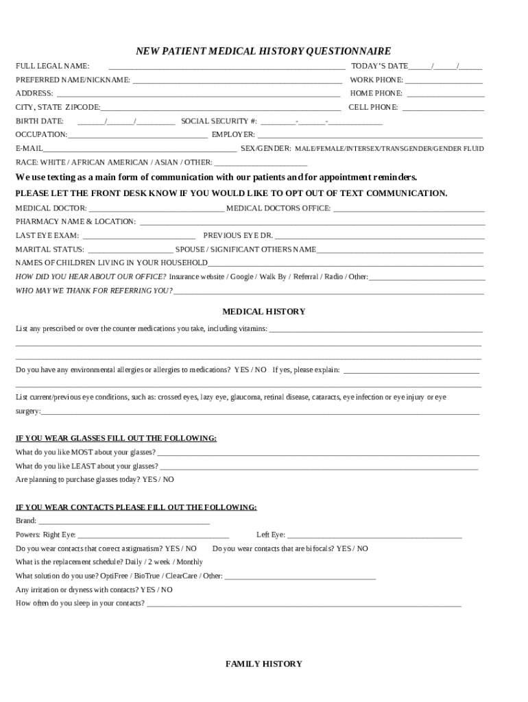 www.coursehero.comfile90861923New Patient Medical History Questionnaire Template.pdf Doc ...