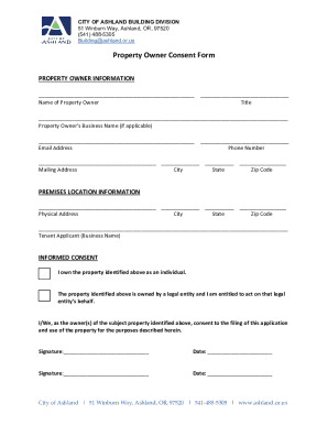 Fillable Online Property Owner Consent Form Fax Email Print - pdfFiller
