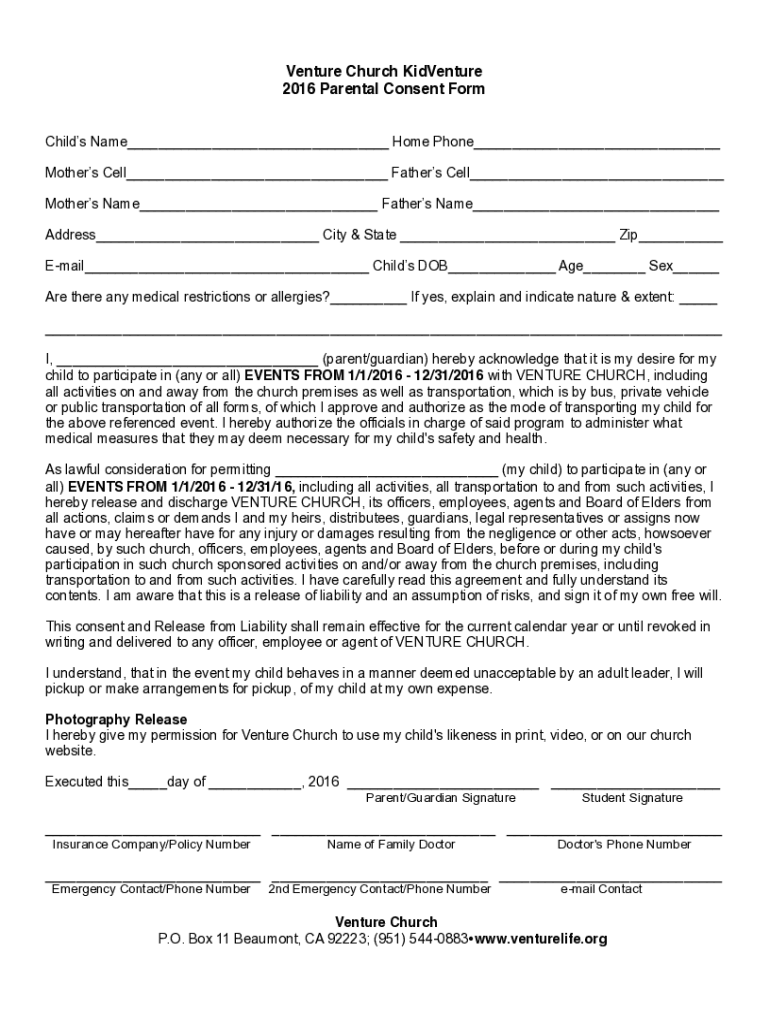 Fillable Online 9 Free Sample Printable Parent Consent Forms ...