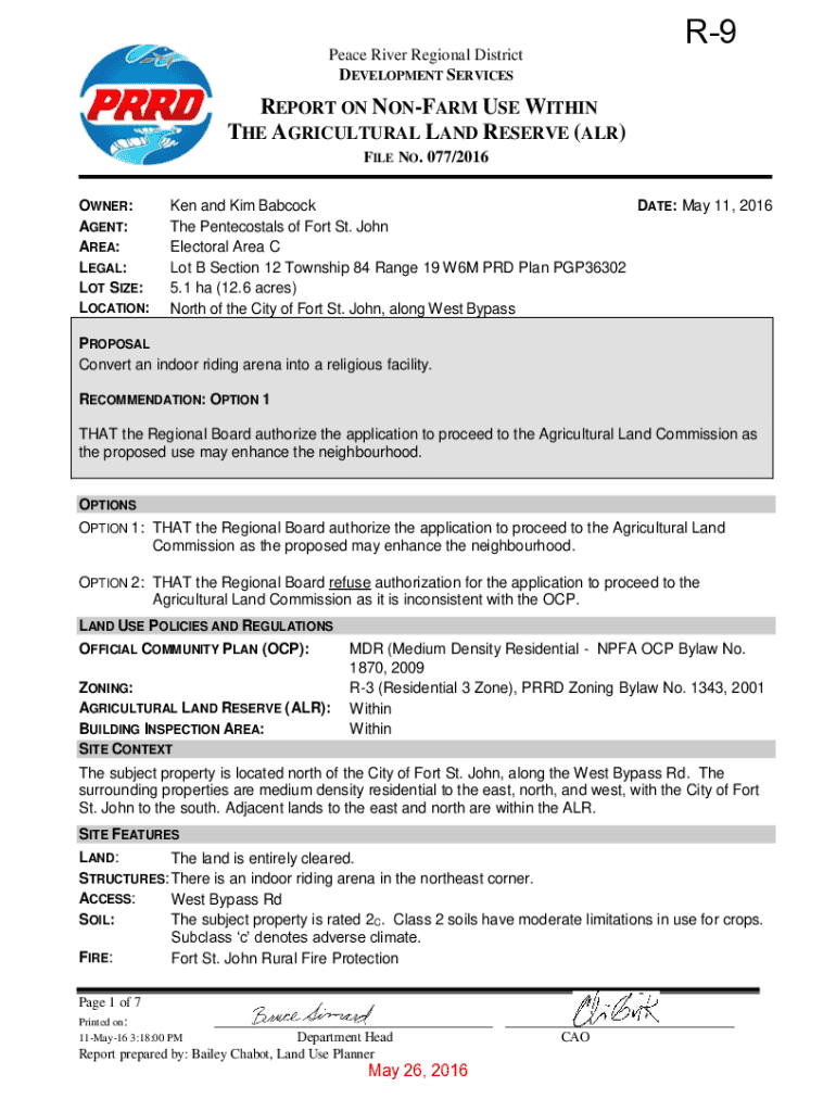 Fillable Online prrd bc Re: Application to Conduct a Non-Farm Use in ...