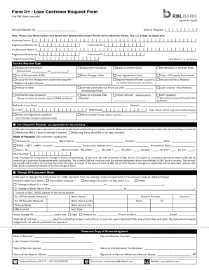Fillable Online Form D+ : Loan Customer Request Form - RBL Bank Fax ...