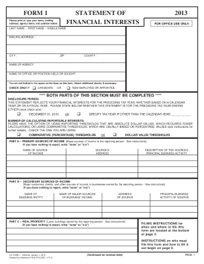 Fillable Online FORM 1 STATEMENT OF 2020 FINANCIAL INTERESTS FOR OFFICE ...