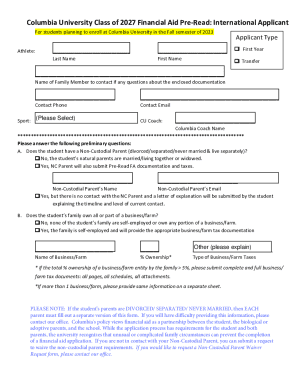 Fillable Online undergrad.admissions.columbia.eduaidInternational ...