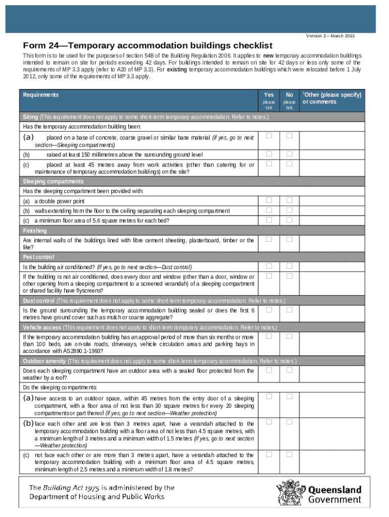 Download 24 "Temporary Accommodation Buildings Checklist" Doc Template ...
