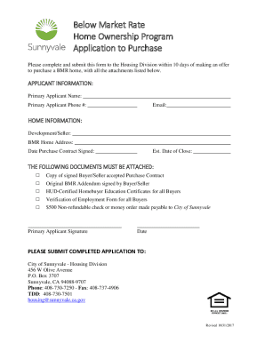 Fillable Online BMR Application to Purchase Form Fax Email Print ...