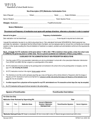 Fillable Online www.wfisd.netcmslibNon-Prescription (OTC) Medication Authorization Form ... Fax ...
