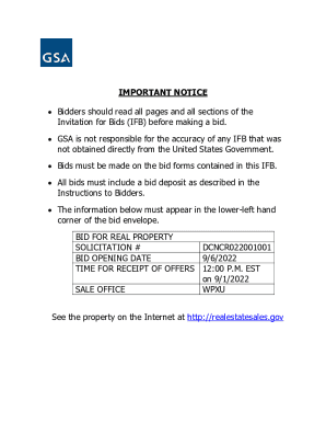 Fillable Online IMPORTANT NOTICE Bidders should read all pages and all ...