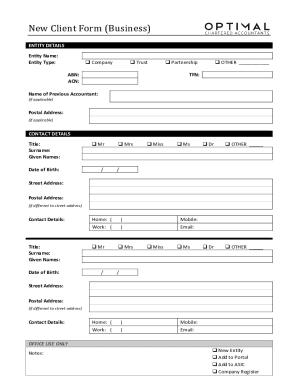 Fillable Online New Client Form (Business) Fax Email Print - pdfFiller