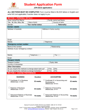 Fillable Online International Student Application Form - Melbourne ...