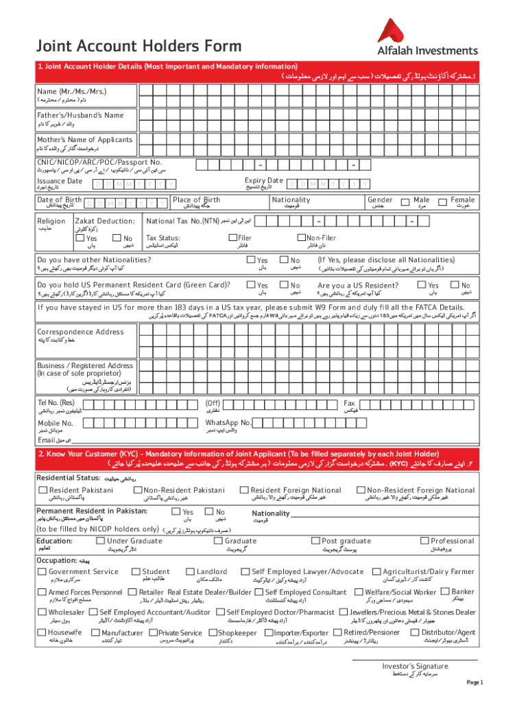 Fillable Online KYC RPQ Fatca CRS Form for Joint Account Holders Fax Email Print - pdfFiller