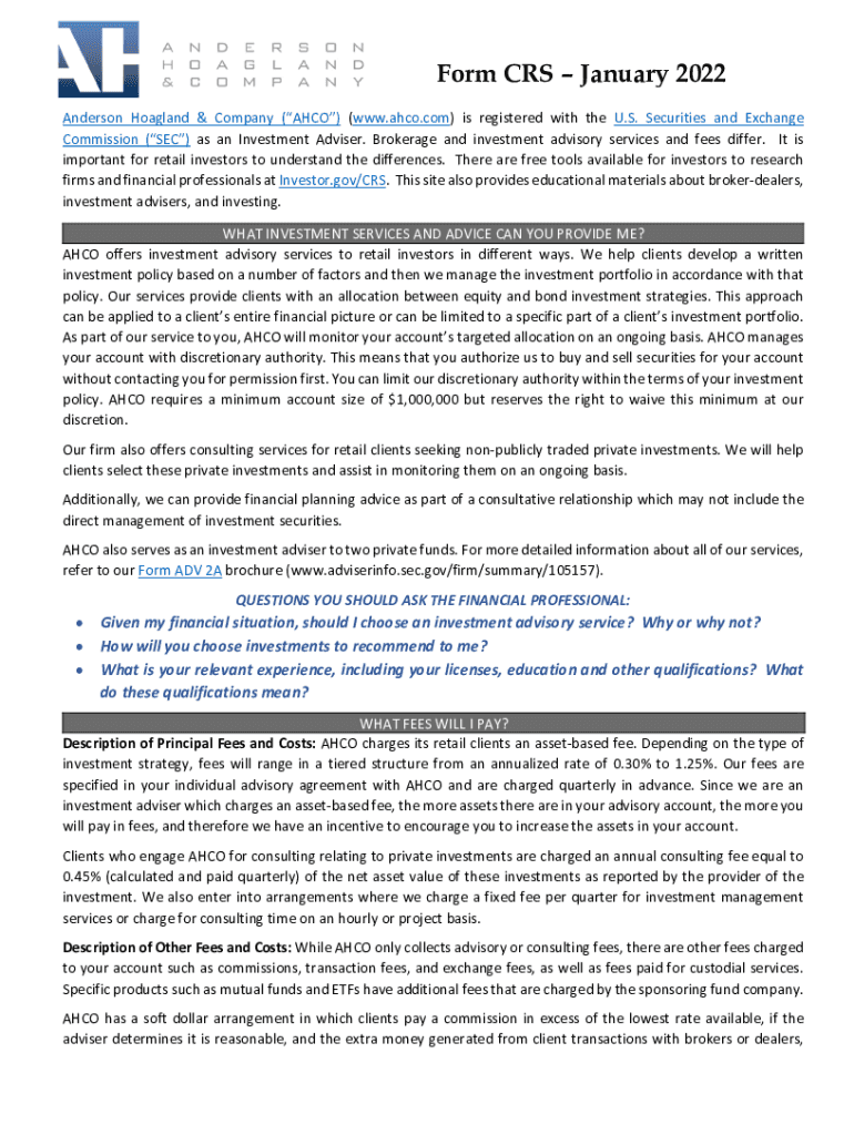 Fillable Online SEC.govForm CRS Relationship Summary; Amendments toSEC ...