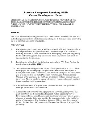 Fillable Online Prepared Public Speaking - National FFA Organization ...