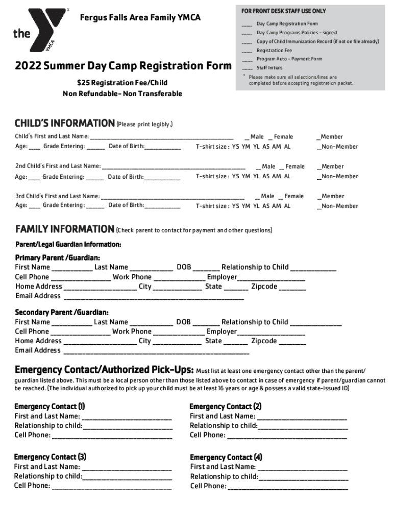 Fillable Online fergusfallsymca.orgsummer-day-campSUMMER DAY CAMP - Fergus Falls Area Family ...