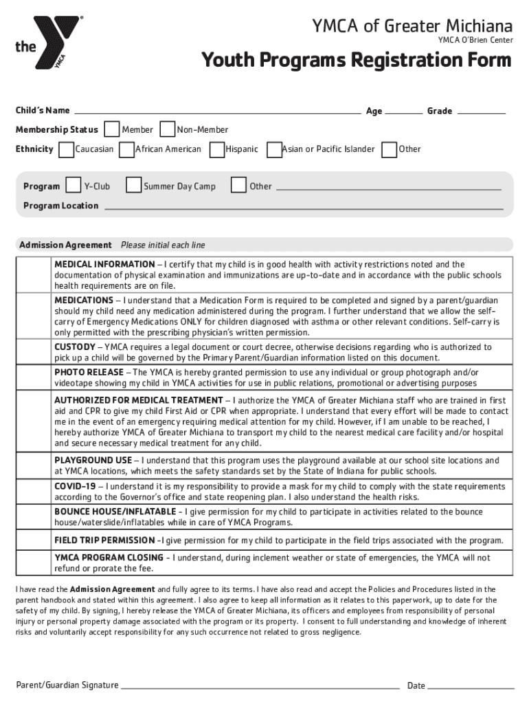Fillable Online www.ymcagm.org sites defaultYMCA of Greater Michiana ...