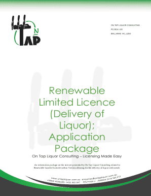 Fillable Online RENEWABLE LIMITED LICENCE (DELIVERY OF LIQUOR ... - On ...
