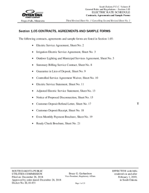 Fillable Online puc sd Section 1.05 CONTRACTS, AGREEMENTS AND SAMPLE ...