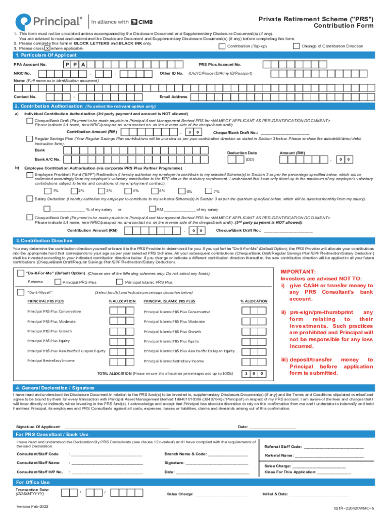 Fillable Online PRS Contribution Form copy Fax Email Print - pdfFiller
