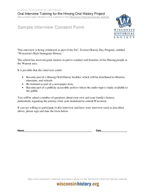 Fillable Online Sample Consent Form - Oral History Interview Training ...