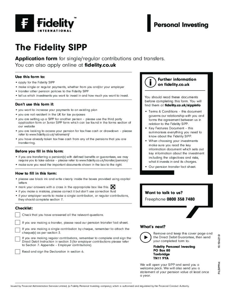 Fillable Online The Fidelity SIPP 05.22/v - Amazon Web Services Fax ...