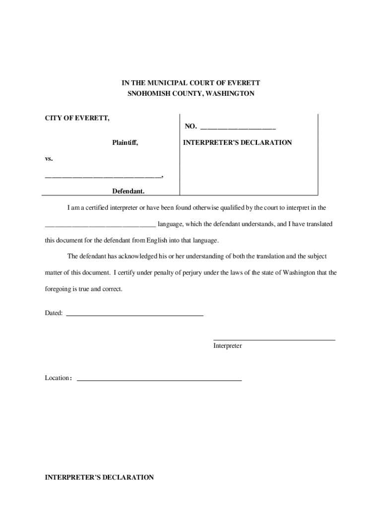 Fillable Online INTERPRETER'S DECLARATION IN THE MUNICIPAL COURT OF ...