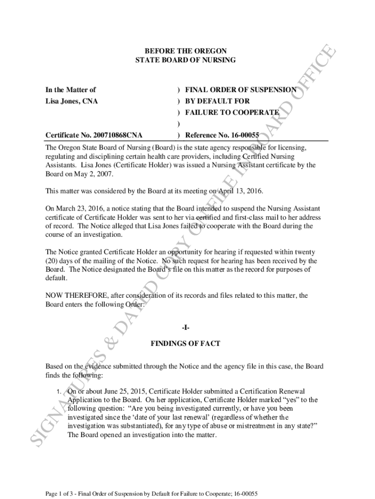 Fillable Online osbn.oregon.gov OSBNVerificationBEFORE THE OREGON STATE ...