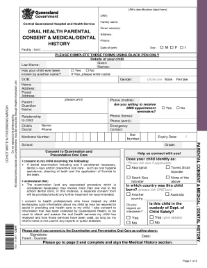 Fillable Online gladstonewestss eq edu CQ247 Oral Health Parental ...