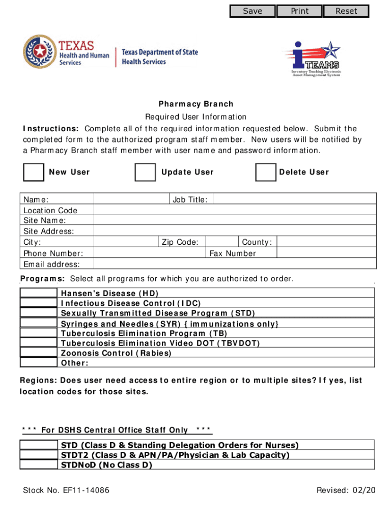 Fillable Online dshs texas ITEAMS Request Form - dshs.texas.gov Fax ...